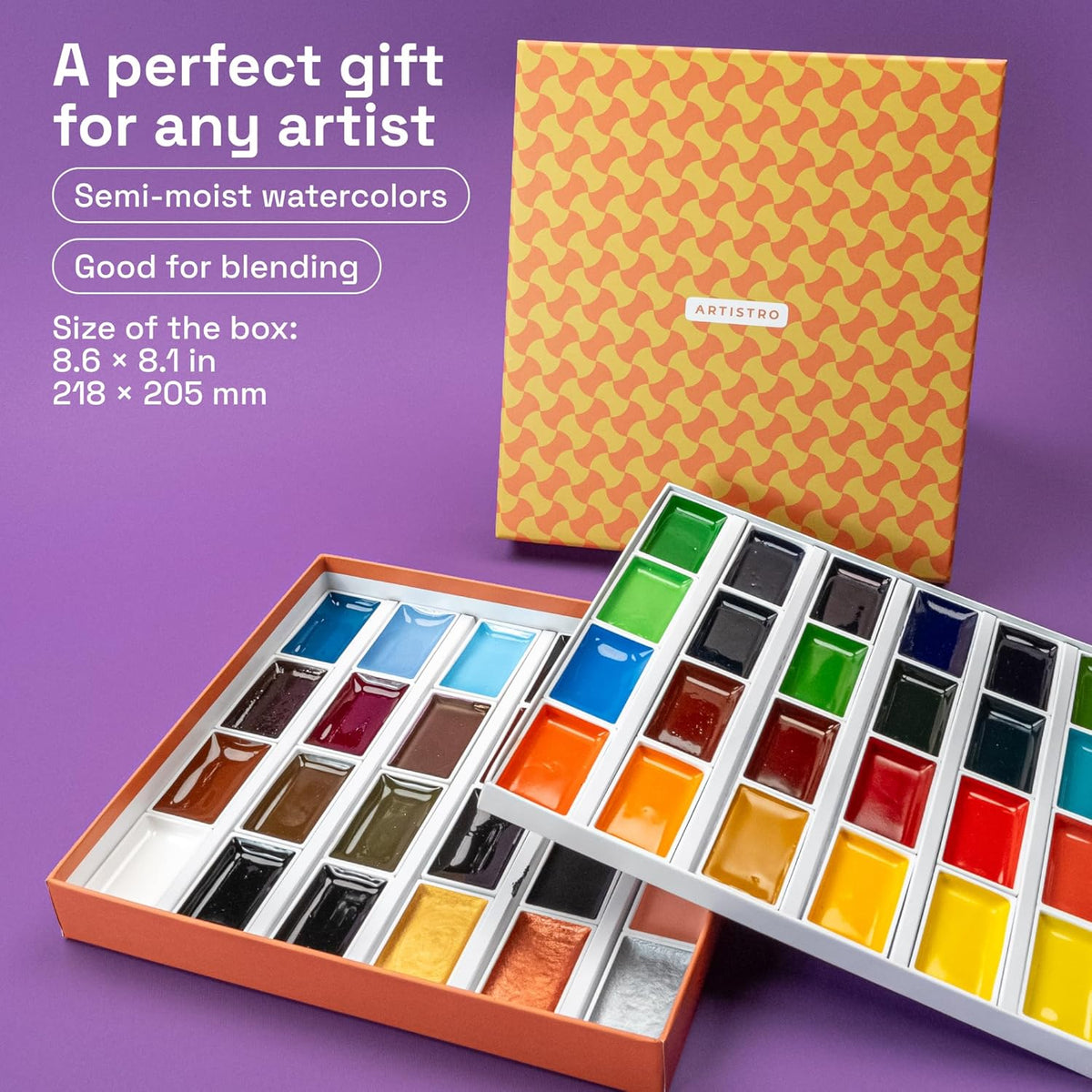 ARTISTRO Professional Watercolor Paint Set for Adults - 48 Pigment-Ric