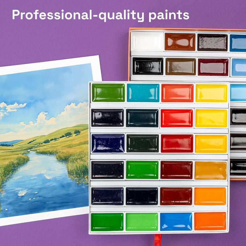 ARTISTRO Professional Watercolor Paint Set for Adults - 48 Pigment-Ric