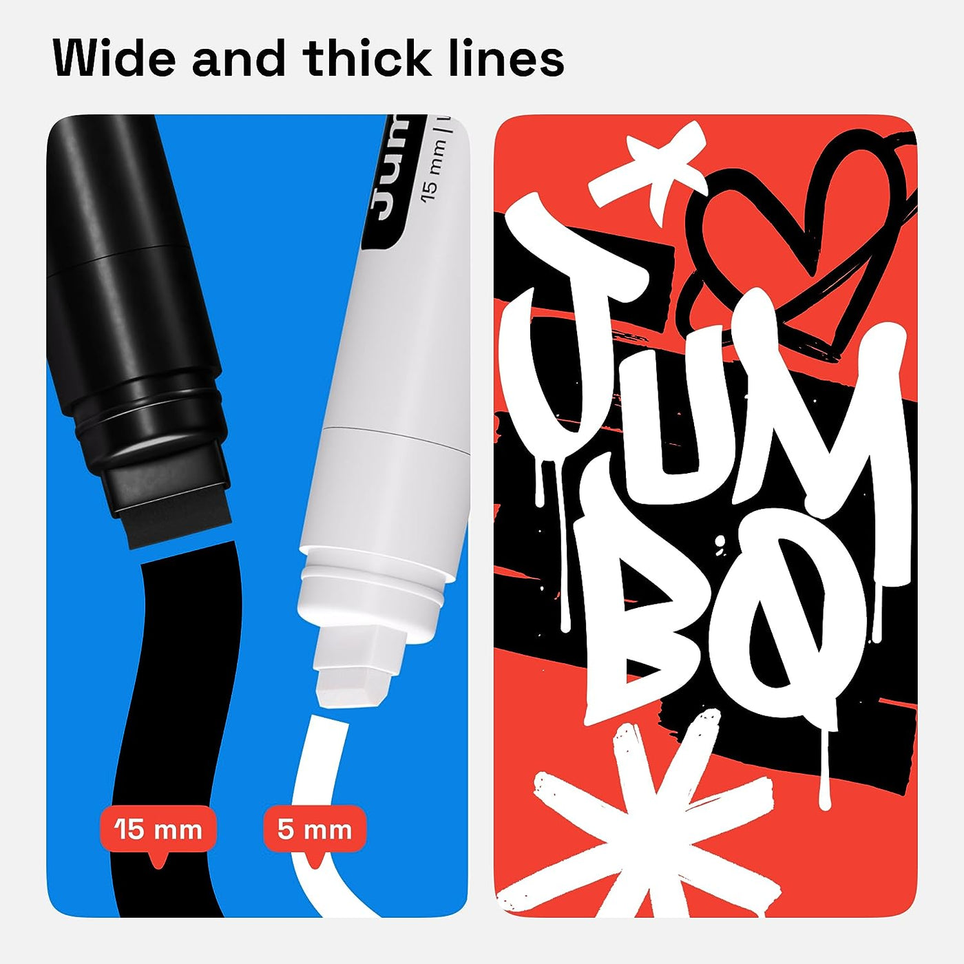 2 Black & 1 White Jumbo Markers Acrylic Markers with 15mm Jumbo Tip