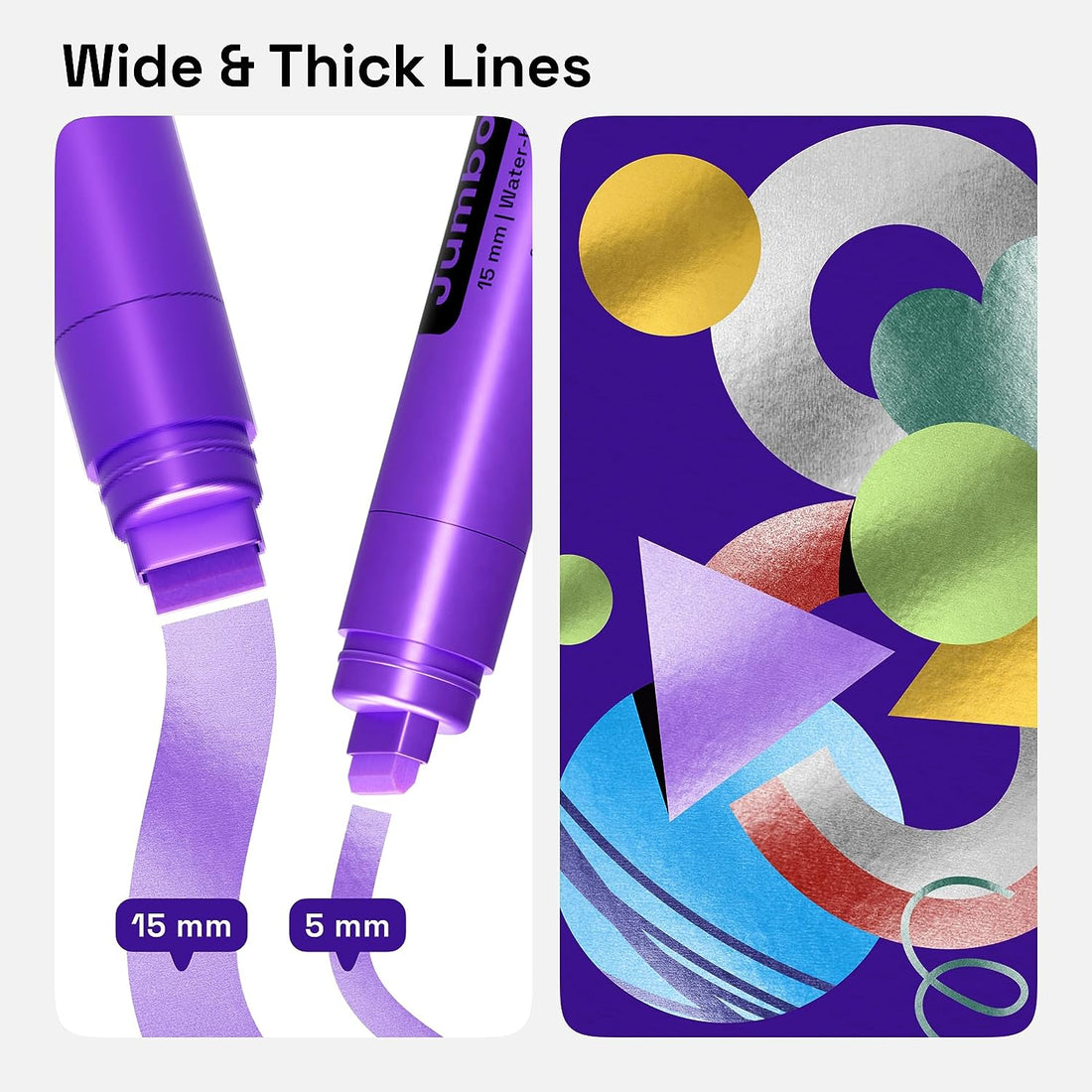 ARTISTRO 8 Metallic Poster Markers - Jumbo Markers Set with 15mm Wide