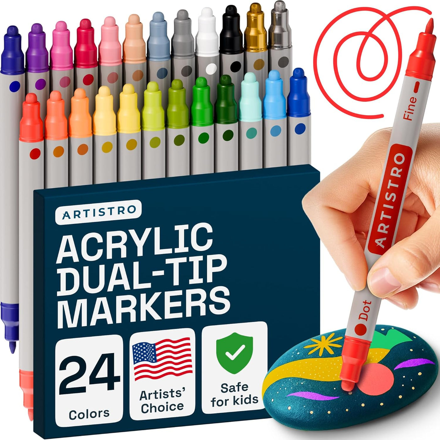 ARTISTRO 24 Precision Dual-Tip Acrylic Paint Markers – Paint Pens Set
