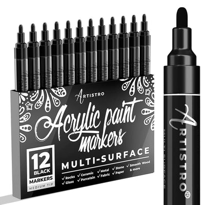 Paint Markers, Black Set: 12 Black Paint Markers | Artistro Paint ...