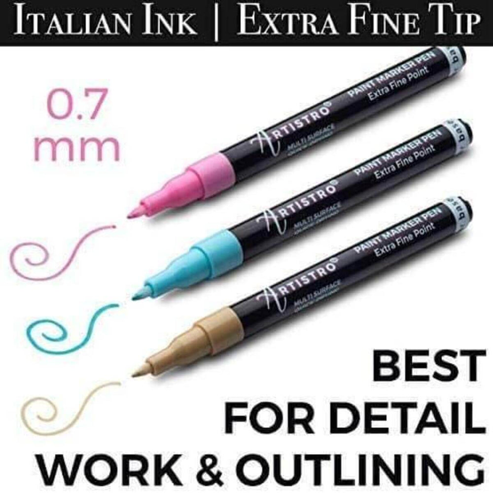 Artistro Extra Fine Tip Acrylic Art Supply Bundle: Multicolor & Black ...